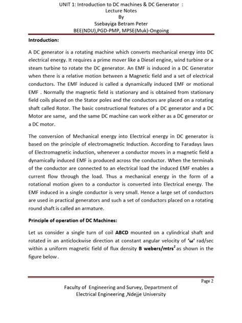Dc Generator Notes Pdf Electric Generator Electromagnetic Induction
