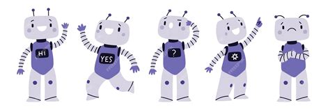 Premium Vector Robot Mascot Android Digital Assistant In Different