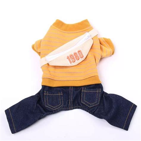 Badu Bg Зимни топли дънкови дрехи за кучета Очарователни суичъри и дънки за домашни любимци