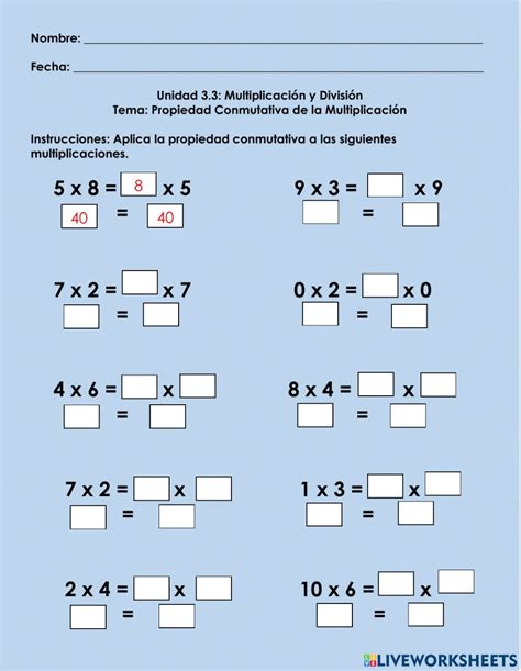 Propiedad Conmutativa De La Multiplicación En 2025 Conmutativa
