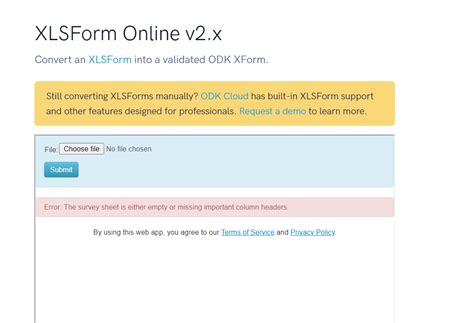 error when uploading xls form on kobo import failed name pub