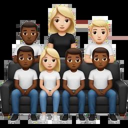 A White Girl Sitting Alone On A Couch With 5 Black Men In White Shirts