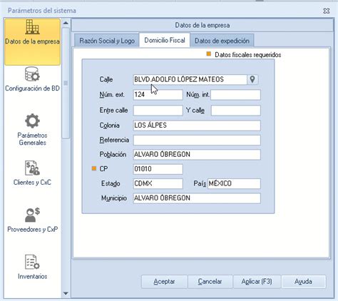 Datos De La Empresa Domicilio Fiscal Portal De Clientes Siigo Aspel