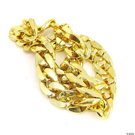 Skeleteen Rapper Gold Chain Accessory 90s Hip Hop Fake Gold Costume