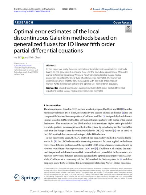 Pdf Optimal Error Estimates Of The Local Discontinuous Galerkin
