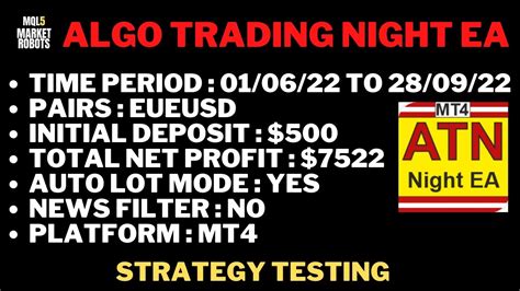 Algo Trading Night Ea Mt4 Forex Robot Strategy Testing Youtube