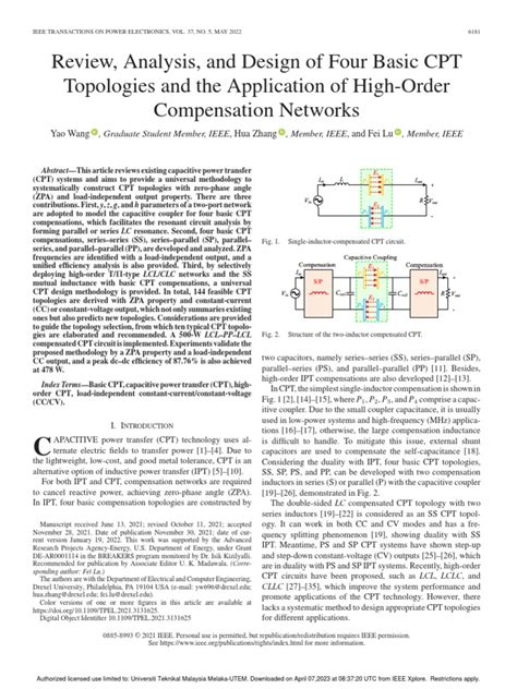 Review Analysis And Design Of Four Basic Cpt Topologies And The Application Of High Order