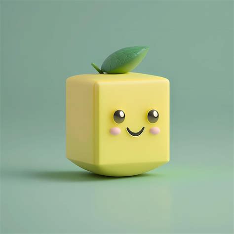 Premium Ai Image 3d Render Of Cute Square Lemon