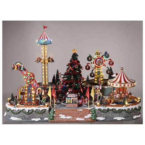 Christmas Village Amusement Park With Lights Christmas Tree Rides
