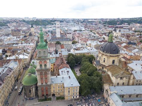 Premium Photo Ukraine Lviv City Center Old Architecture Drone Photo