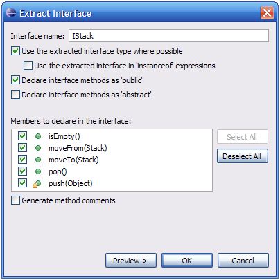 Screenshots Of The Extract Interface Refactoring In Eclipse Download Scientific Diagram