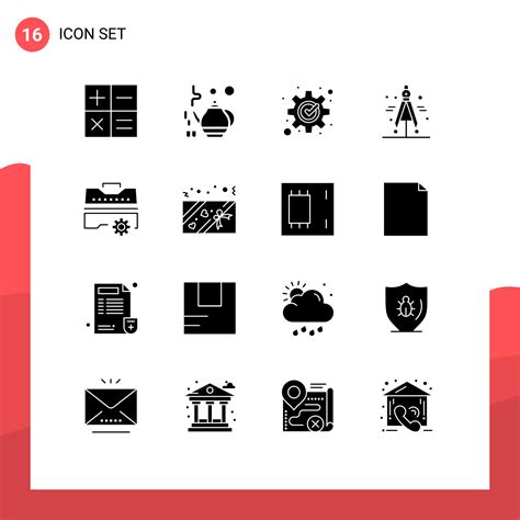 Set Of 16 Modern Ui Icons Symbols Signs For Box Toolbox Management Set Science Editable Vector
