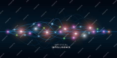 Premium Photo Artificial Intelligence Ai Neural Network Lines Digital Wave With Gloving