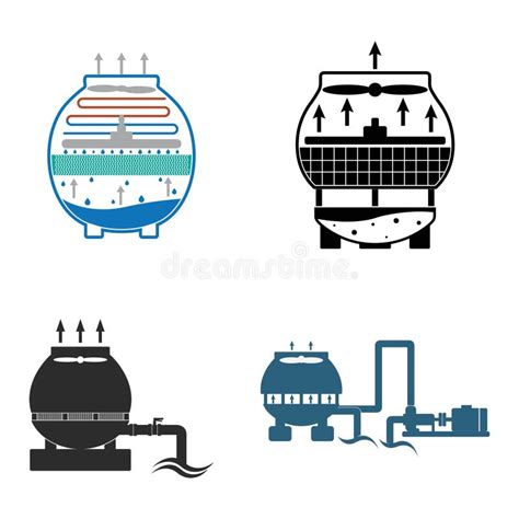 Water Cooling Tower System Daigram Illustration Stock Vector Illustration Of Factory Machine