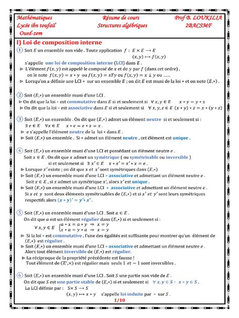 Résumé Structures Algébriques 2024 Pdf