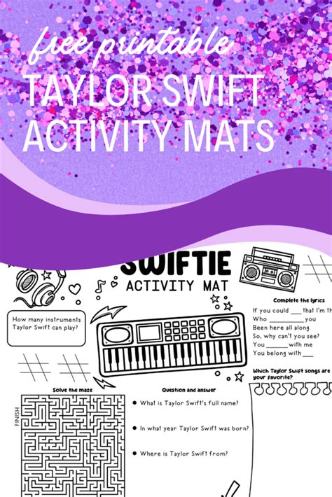 Free Printable Taylor Swift Activity Mats For Swiftie Fun The Benson