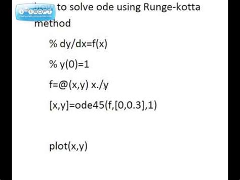 How to solve ode using matlab - YouTube
