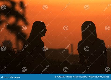 Sisters In Summer Sunset Stock Image Image Of Dusk Holding 72459739