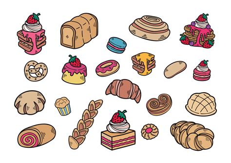 Cute Hand Drawn Dessert Bakery Collection 24789061 Vector Art At Vecteezy