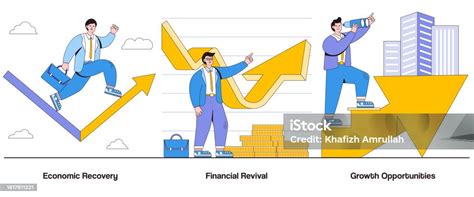 경제 회복 금융 부흥 성장 기회 개념 성격 경제 부활 추상 벡터 일러스트 레이 션 세트입니다 금융 활성화 성장 전망 은유 개념에 대한 스톡 벡터 아트 및 기타 이미지