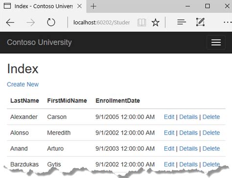 Github Boscobecker Webapp Aspnetcoreef Aplicativo Web University Contoso Usando Asp Net Core