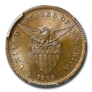 1908 S Philippines Centavo Ms 64 Pcgs Brown