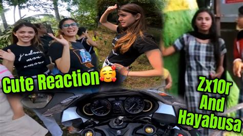 Cute College Girls Lovely Reactions On Zx10r And Hayabusa💚 Superbike