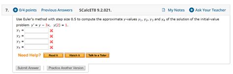 Solved Use Eulers Method With Step Size 05 To Compute