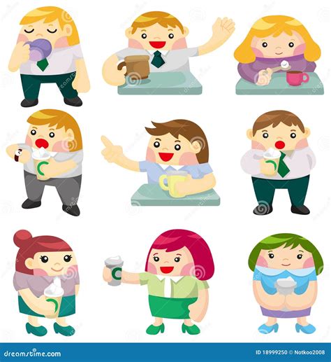Cartoon Office Worker Tea Time Icon Stock Vector Illustration Of