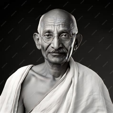 Image Of Mahatma Gandhi In Black And White Color Premium Ai Generated