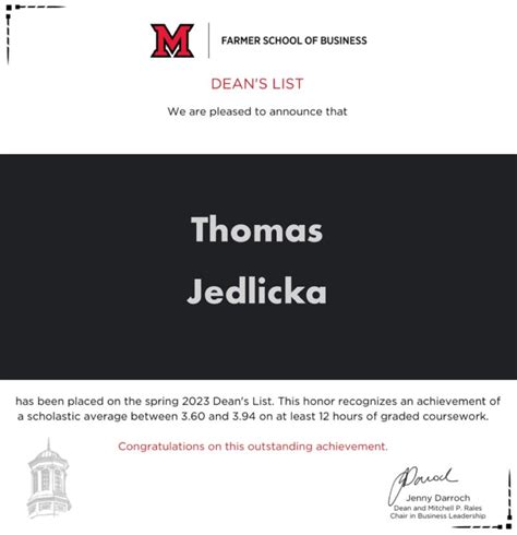 Thomas Jedlicka On Linkedin I Am Excited To Say That This Previous Semester I Made The Deans