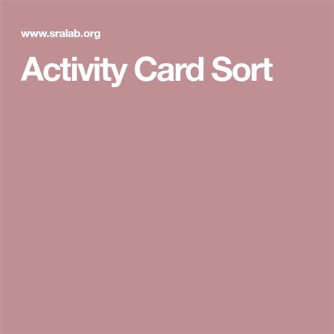 Activity Card Sort Activity Cards Activities Cards