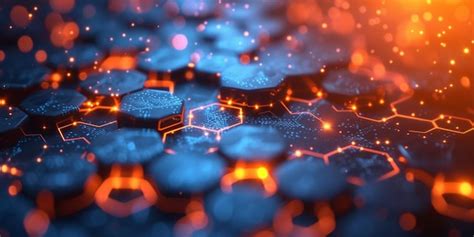 Premium Photo Close Up Of A Blue Background In Hexagonal Shapes
