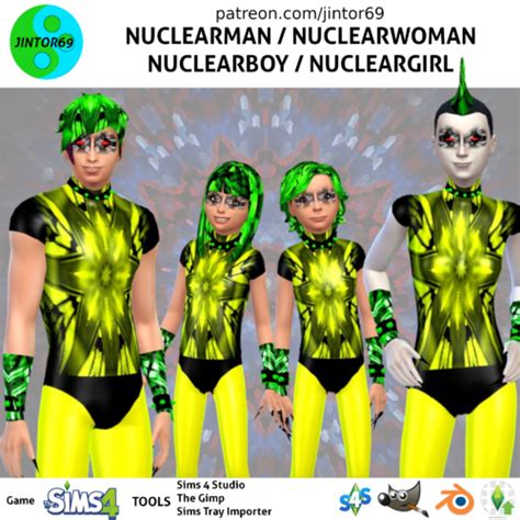 Nuclearman Nuclearwoman Nuclearboy Nucleargirl Costumes Tights For Sims The Sims Sims
