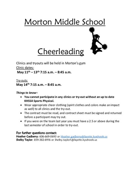 Fillable Online Middle School Tryout Prep Clinic Hosted By Wshs Cheer Fax Email Print Pdffiller