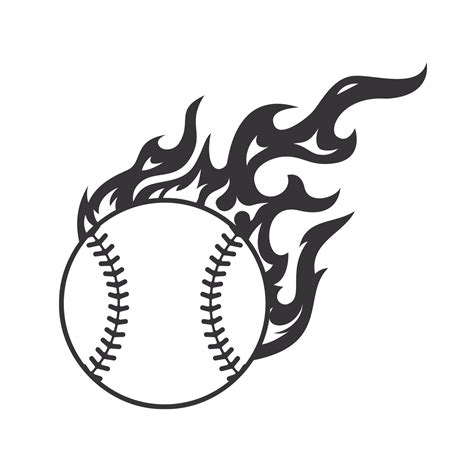 Hot Baseball Fire Logo Silhouette Softball Club Graphic Design Logos Or Icons Vector