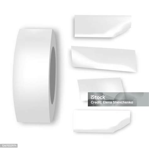 조각 스카치 흰색 배경에 격리 된 접착제 벡터 종이 테이프 또는 노란색 끈적 끈적한 덕트 스트립 찢어진 그런지 텍스처 가장자리에 대한 스톡 벡터 아트 및 기타 이미지