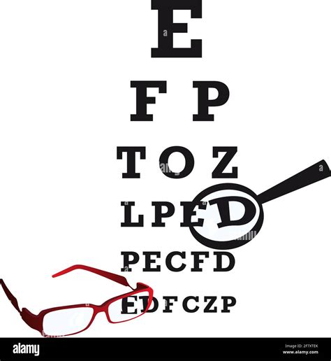 Vison Test Table With Glasses And Magnifier Glass Vector Illustration