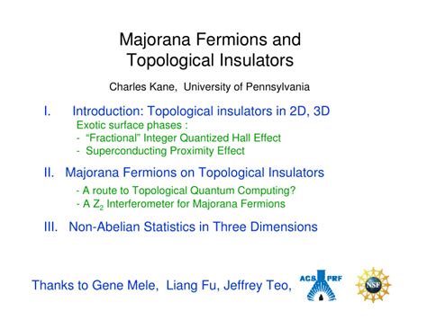[ppt] Majorana Fermions And Topological Insulators Charles Kane Powerpoint Presentation 328832