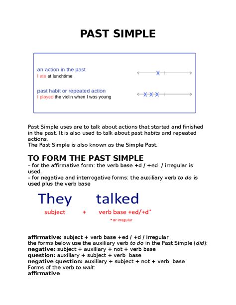 Past Continuous Timeline And Explanation Past Simple Past Simple Uses Are To Talk About