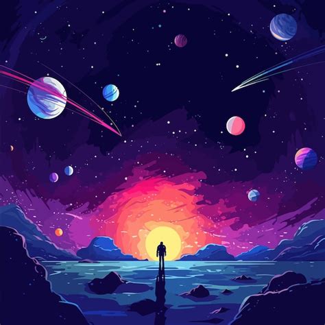 Simple Vector Space Themed Background Premium Ai Generated Vector