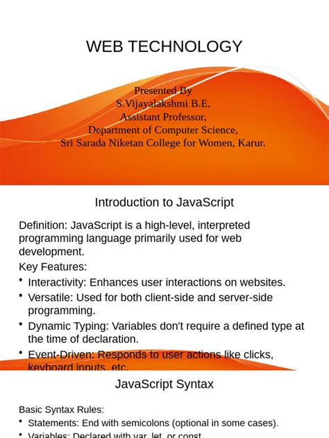 Web Technology Javascript Pdf Java Script Computer Programming