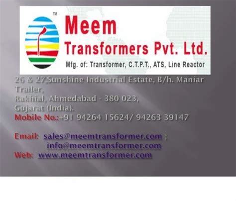 Three Phase Isolation Transformer At Best Price In Ahmedabad By Meem