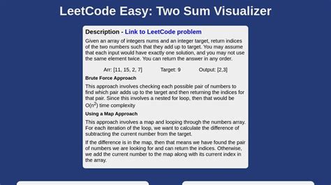 Leetcode Two Sum Visualization