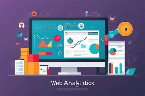 flat vector illustration of web analytics information and development