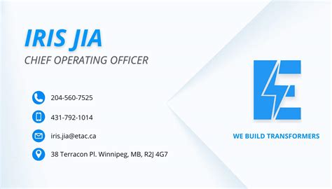 Business Card Iris Jia Etac Service And Supply Inc