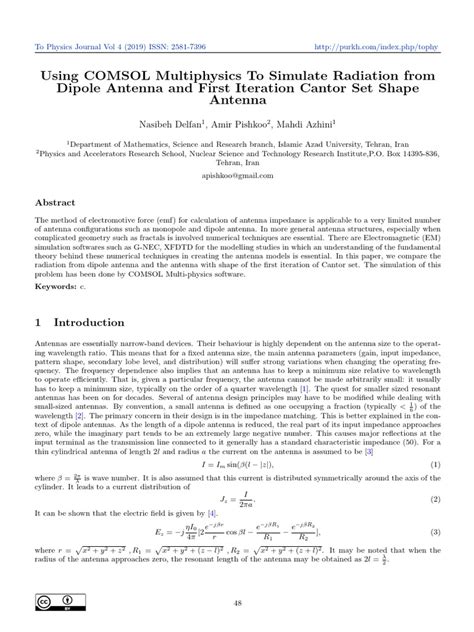 Using Comsol Multiphysics To Simulate Radiation From Dipole Antenna And