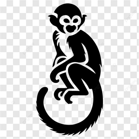 Squirrel Monkey Vector Silhouette Illustration Art Hand Drawn Line