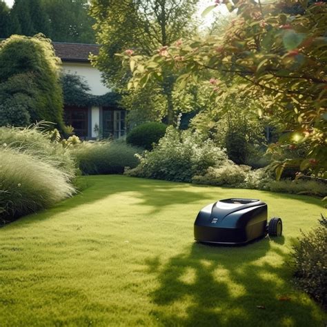 Premium Ai Image Robotic Lawn Mower Automatic Lawn Mower Grass Lawn