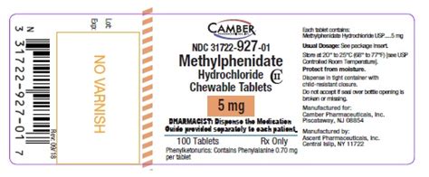 Dailymed Methylphenidate Hydrochloride Tablet Chewable